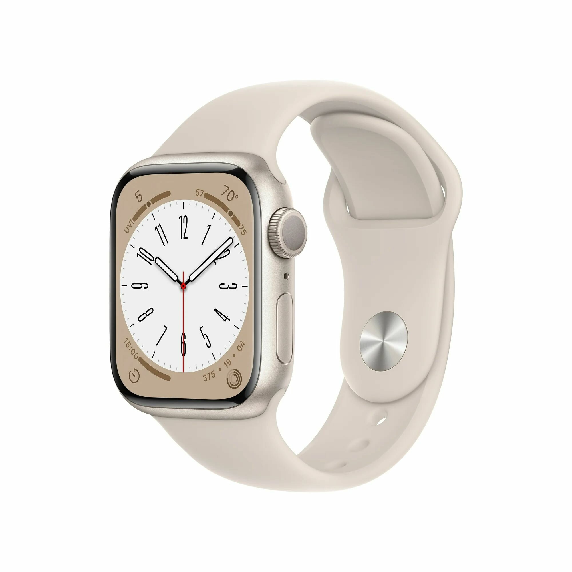 Ремешок для Apple Watch 38/40/41/42 mm размер S/M, силиконовый, цвет Сияющая звезда (светло-бежевый), браслет на смарт-часы Эпл Вотч для iWatch Series 11 10 9 8 7 6 5 4 3 2 1 SE 3 SE 2 SE совместимый