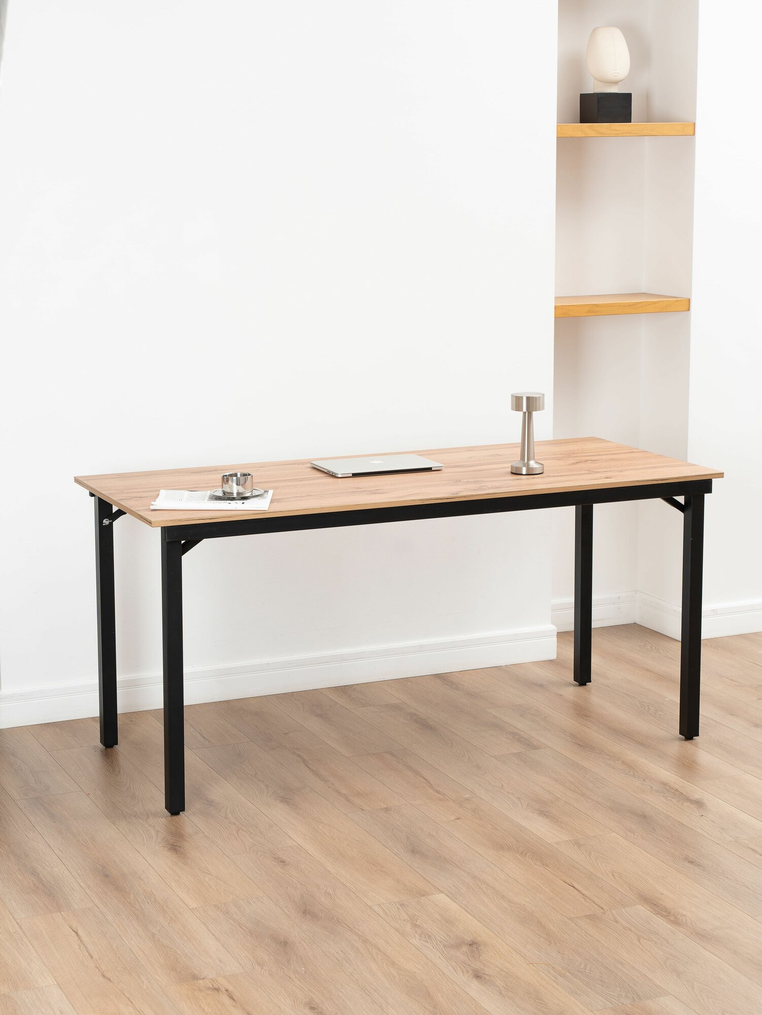 Daller Стол компьютерный раскладной 160*80 в стиле лофт черный/вотан (дуб)