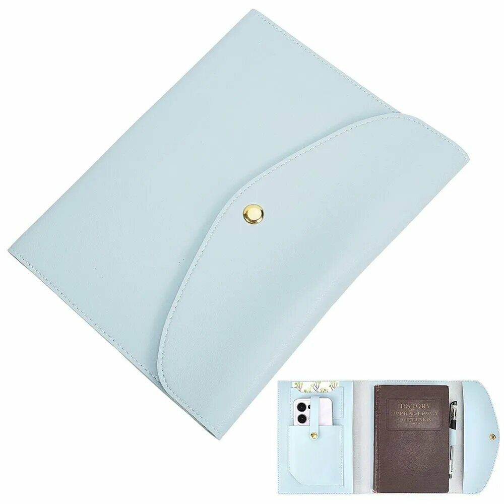 1 шт. Кожаная обложка для блокнота, прямоугольная, василькового цвета, 222 x 175 мм