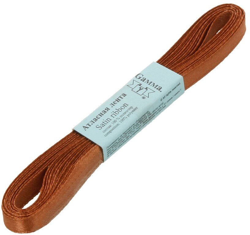 Лента атласная 6 мм 10 шт по 5.4 м "Gamma" AL-6P №037 св. коричневый