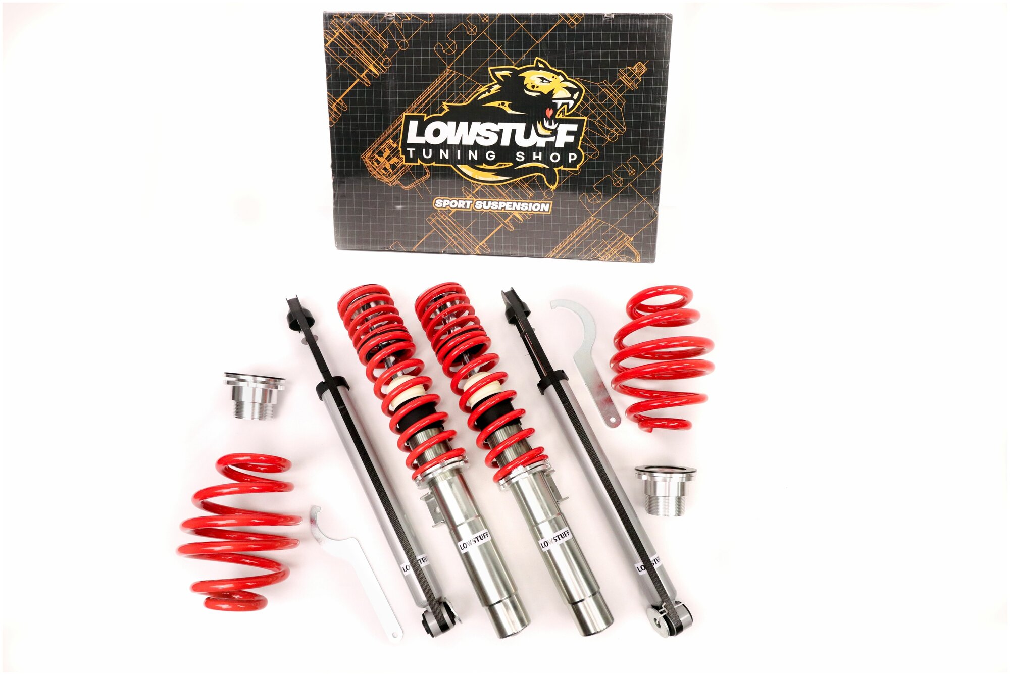 Винтовая подвеска BMW E46 седан, купе, touring, compact койловеры с регулировкой высоты LOWSTUFF EVO-I LSCSBM041