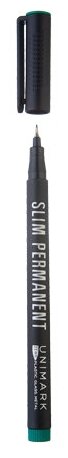 Маркер перманентный "UNIMARK SLIM" зелёный. Цена за 1 шт.