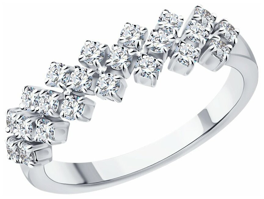 Кольцо дорожка, белое золото, 585 проба, бриллиант