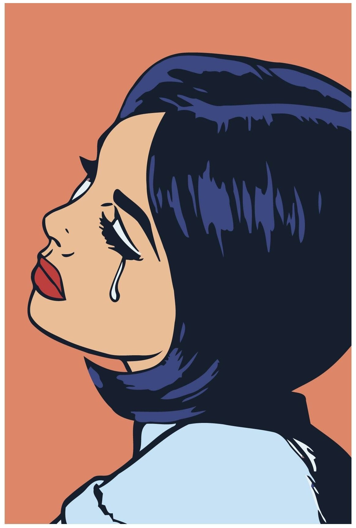 Плачущая девушка поп-арт Раскраска картина по номерам на холсте