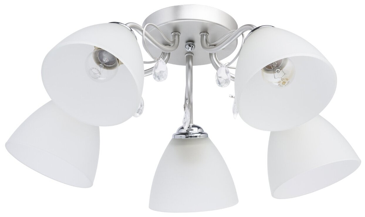 Люстра потолочная, светильник De City Нежность 676013005, 5*40W E27 2700К, цвет: хром, белый