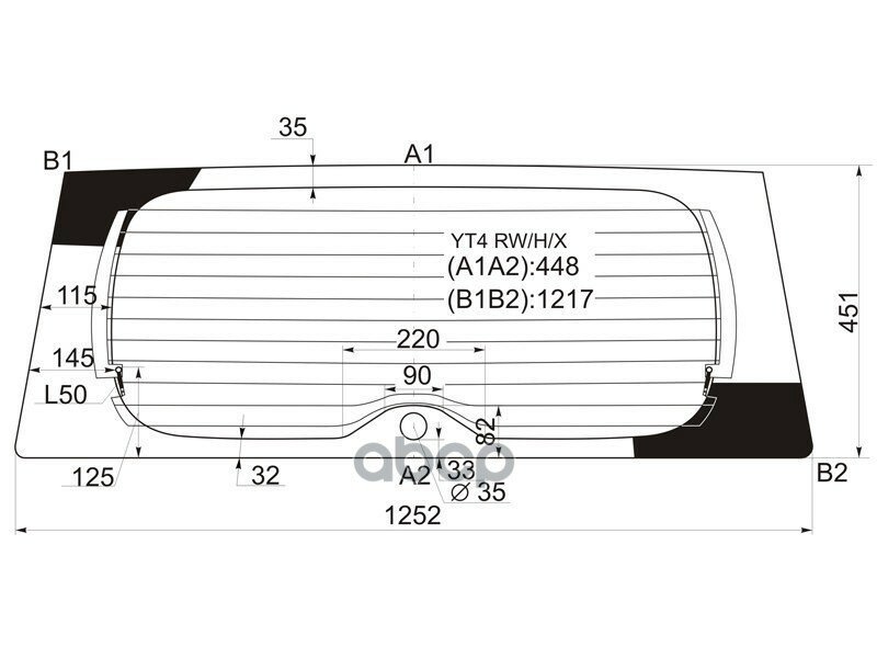 Стекло заднее (Цвет зеленый/ Обогрев) Suzuki Escudo 05-17 / Grand Vitara 05-16 XYG арт. YT4 RW/H/X