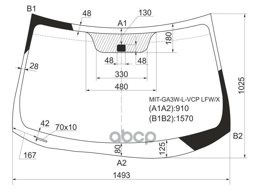 Стекло лобовое Mitsubishi ASX 10- / Citroen C4 Aircross 12-16 XYG арт. MIT-GA3W-L-VCP LFW/X