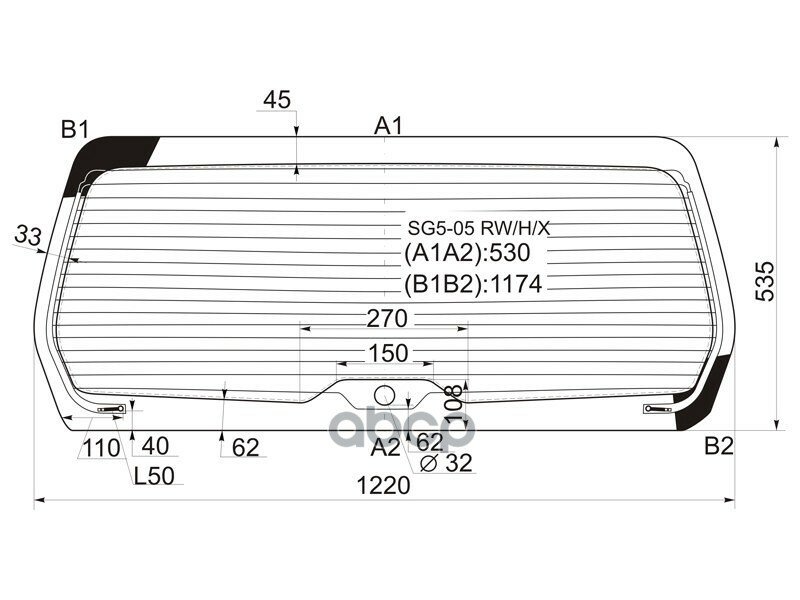 Стекло заднее (Цвет зеленый/ Обогрев) Subaru Forester 05-08 XYG арт. SG5-05 RW/H/X
