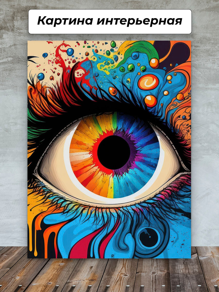 Картины для интерьера 50х70 Разноцветный глаз арт абстракция
