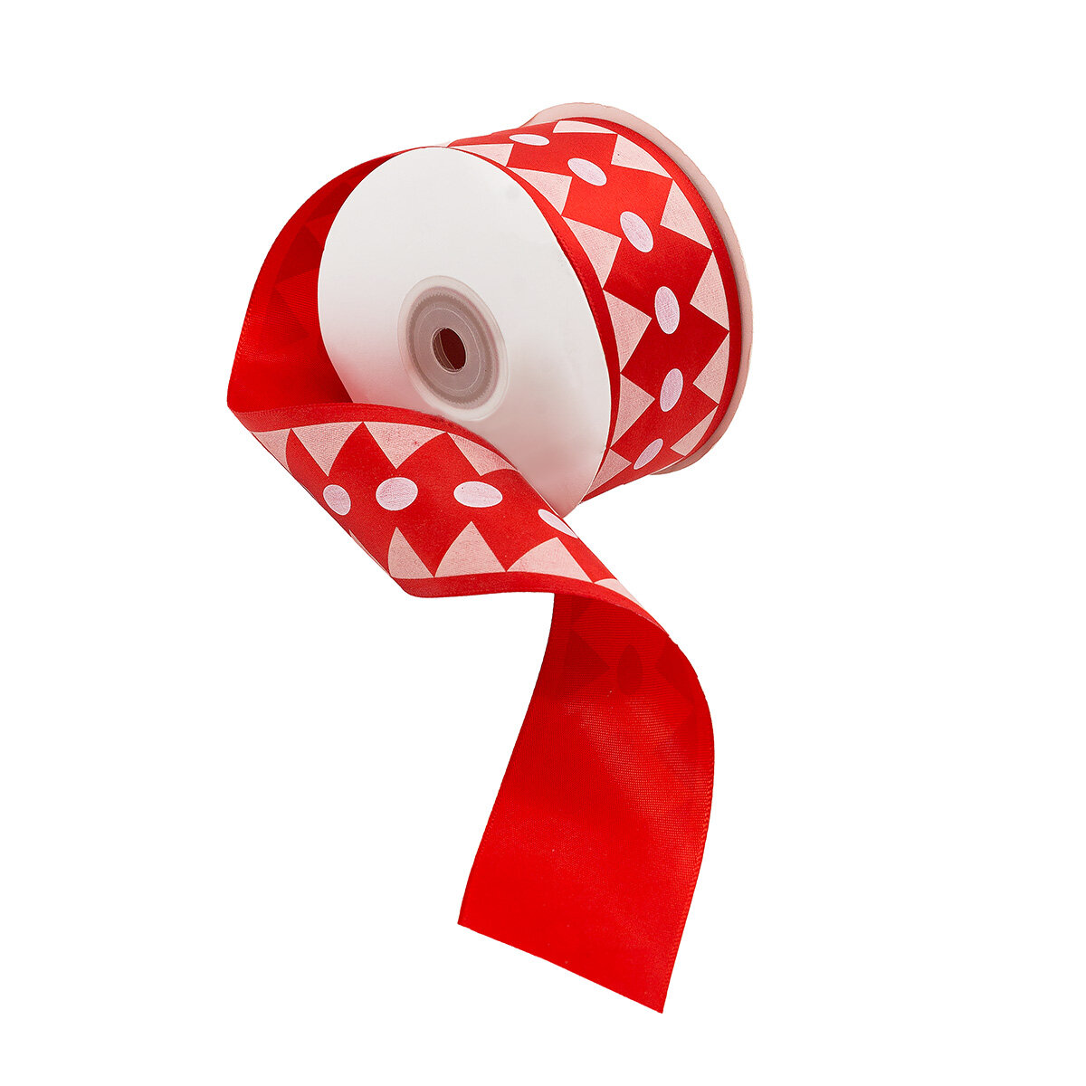 Лента атласная декоративная Айрис 'Ромбы', 4,5см*22,5м (красный)