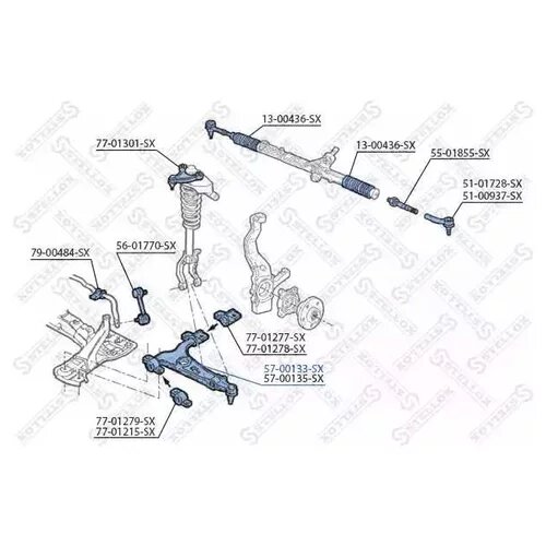 Рычаг нижний левый ALFA ROMEO 147/156 ALL 97, 5700133SX STELLOX 57-00133-SX