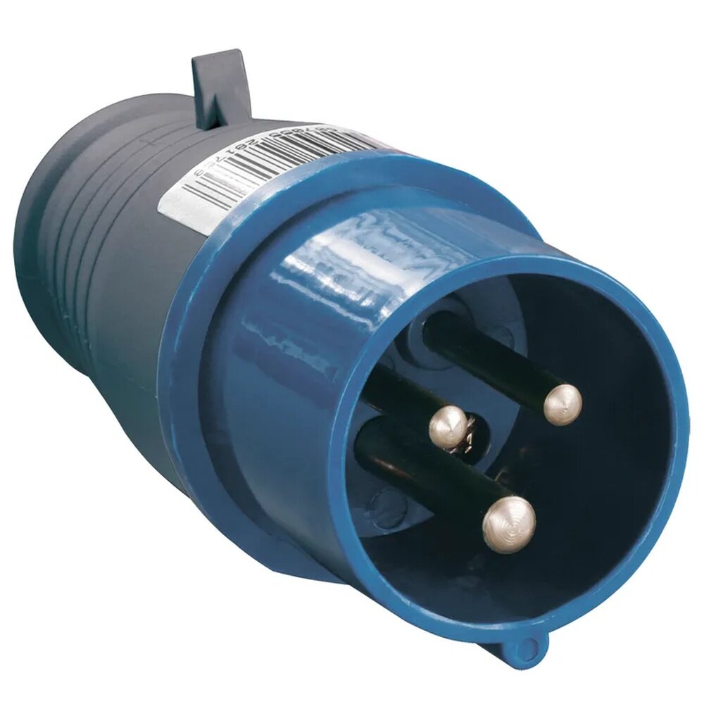Вилка силовая кабельная переносная IEK ССИ-013, 2P+PE, 16А, 200-250В, IP44, синий, пластик