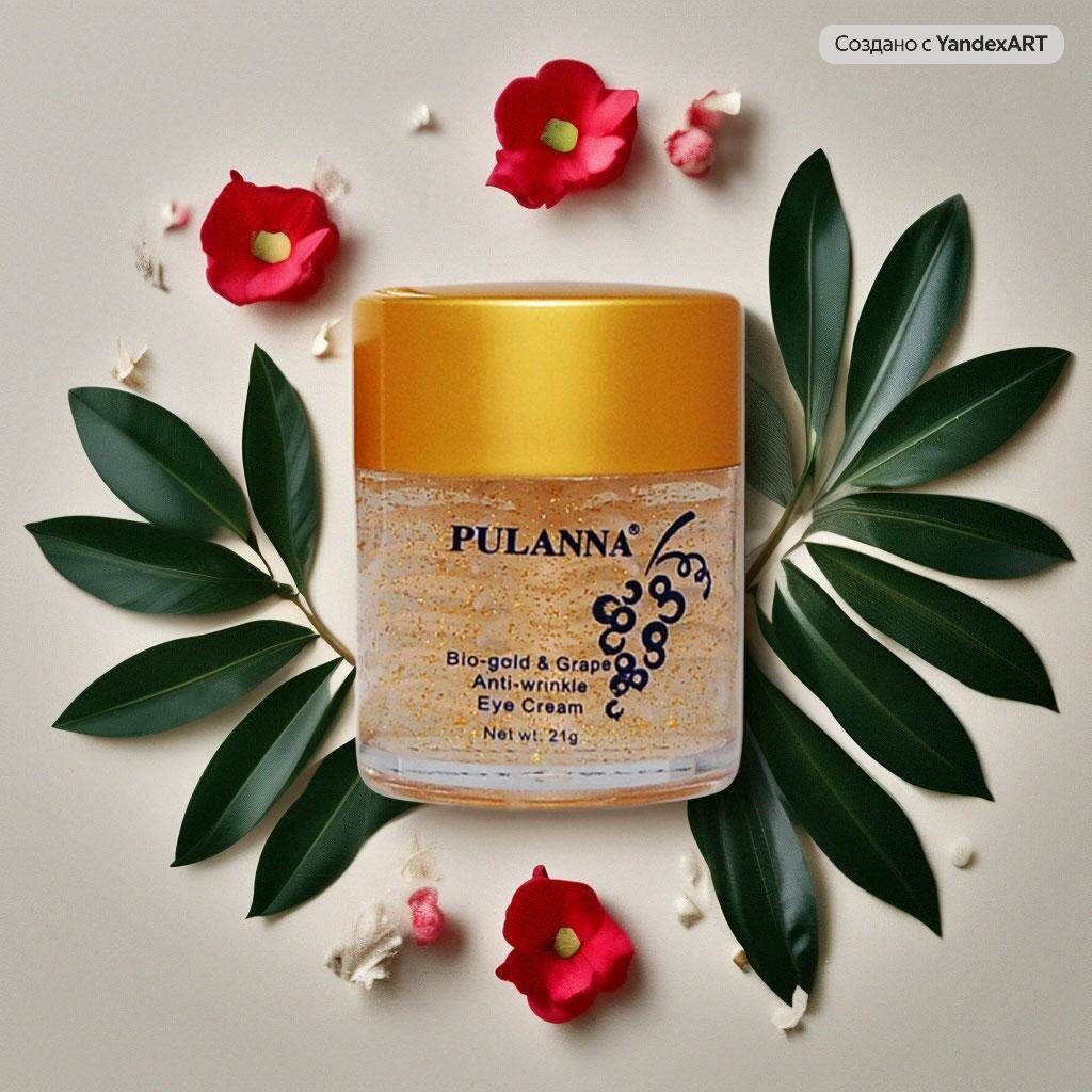 Крем для век омолаживающий от отёков с виноградом и золотом PULANNA 21г