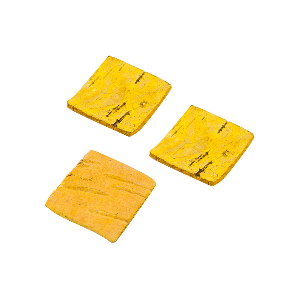 YW013 Декоративные элементы из коры дерева 'Квадратики', 3 см, 30 шт (желтый)