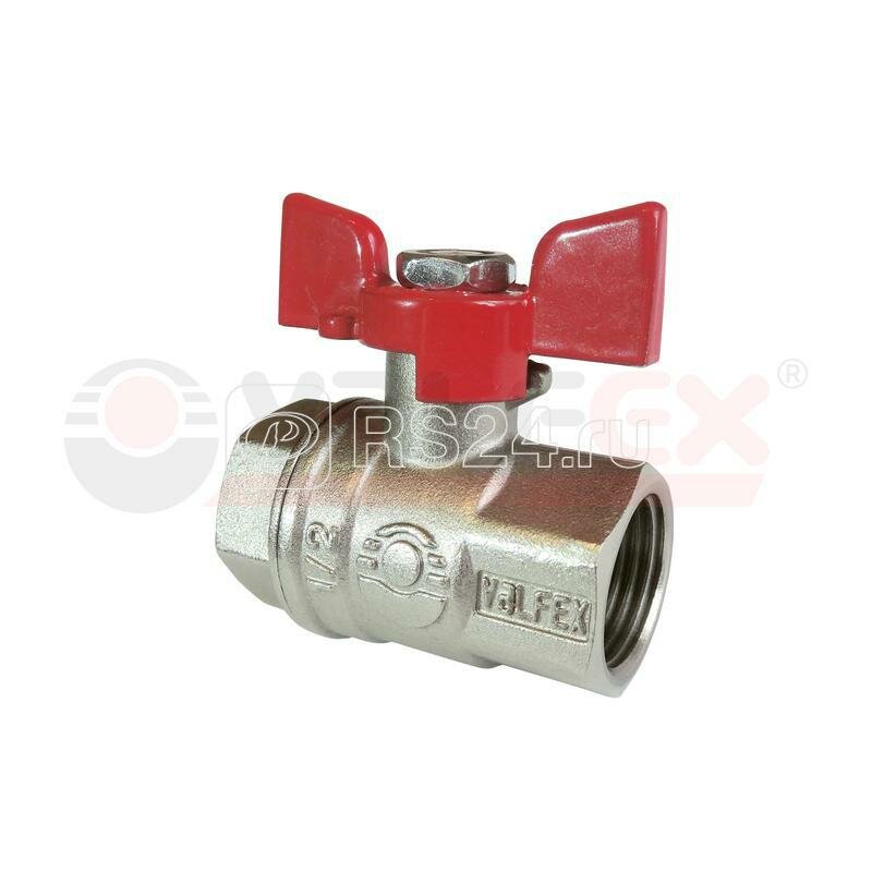 Кран шаровой латунный PREMIUM для воды 1дюйм ВР/ВР бабочка никелир-й 11Б27фт1М VALFEX VF.217. NB2.100. PREMIUM