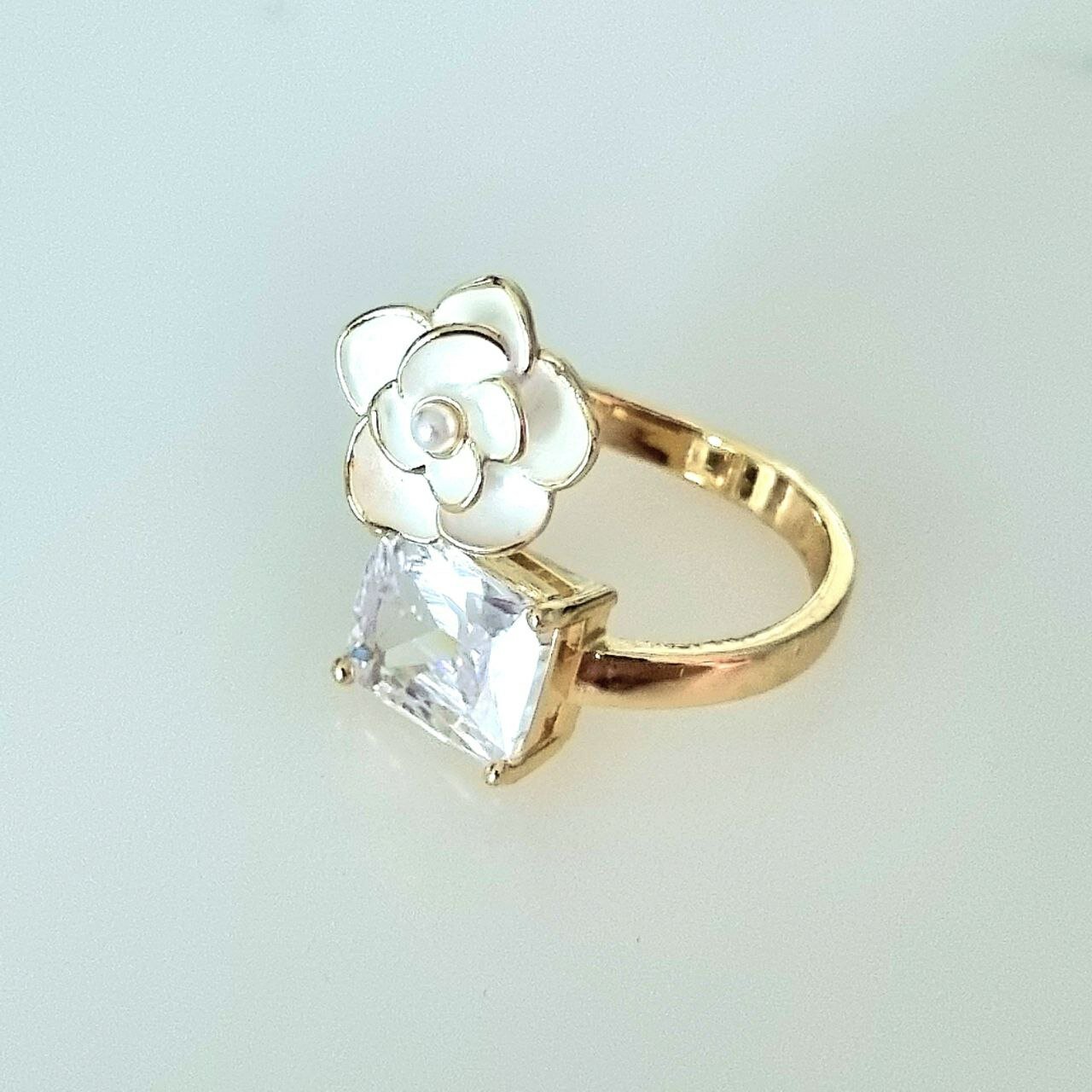 Кольцо, жемчуг имитация, кристаллы Swarovski