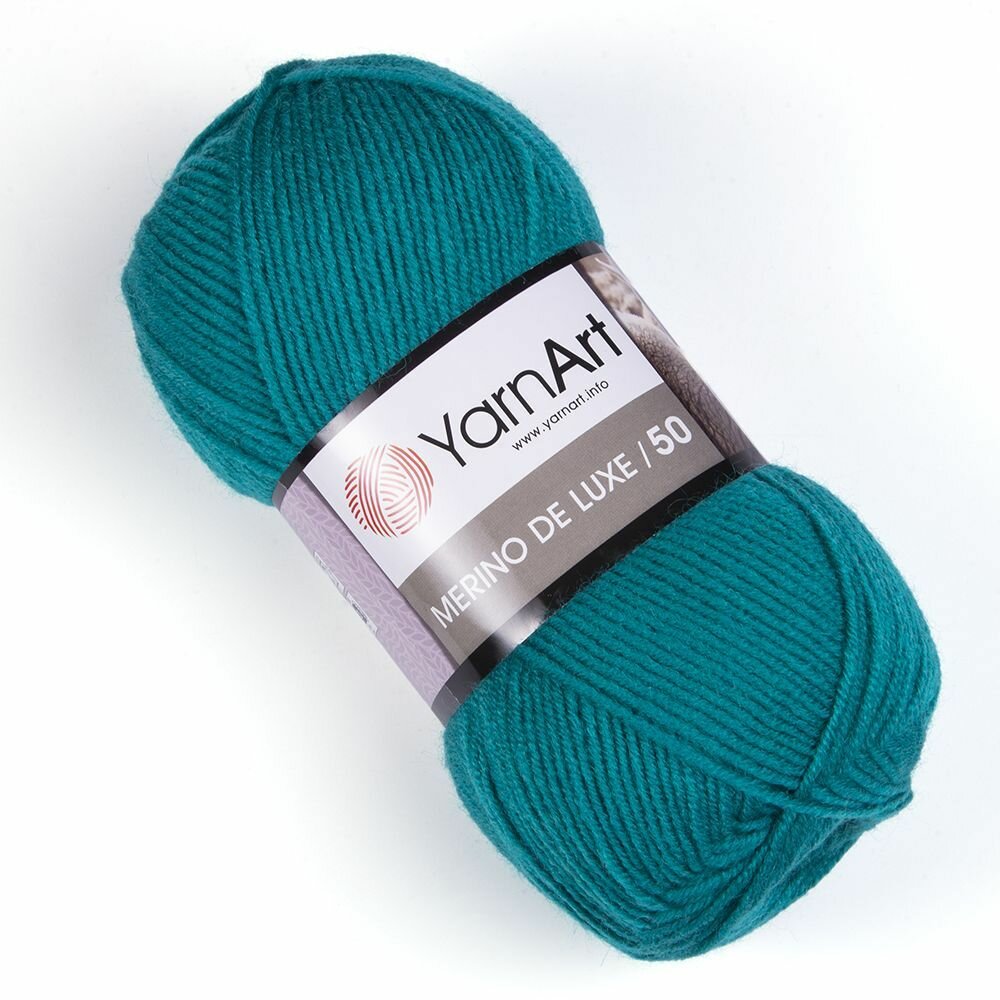 Пряжа MERINO DE LUXE 50 (YarnArt), зел. бирюза - 11448, 50% шерсть, 50% акрил, 5 мотков, 100 г, 280 м.