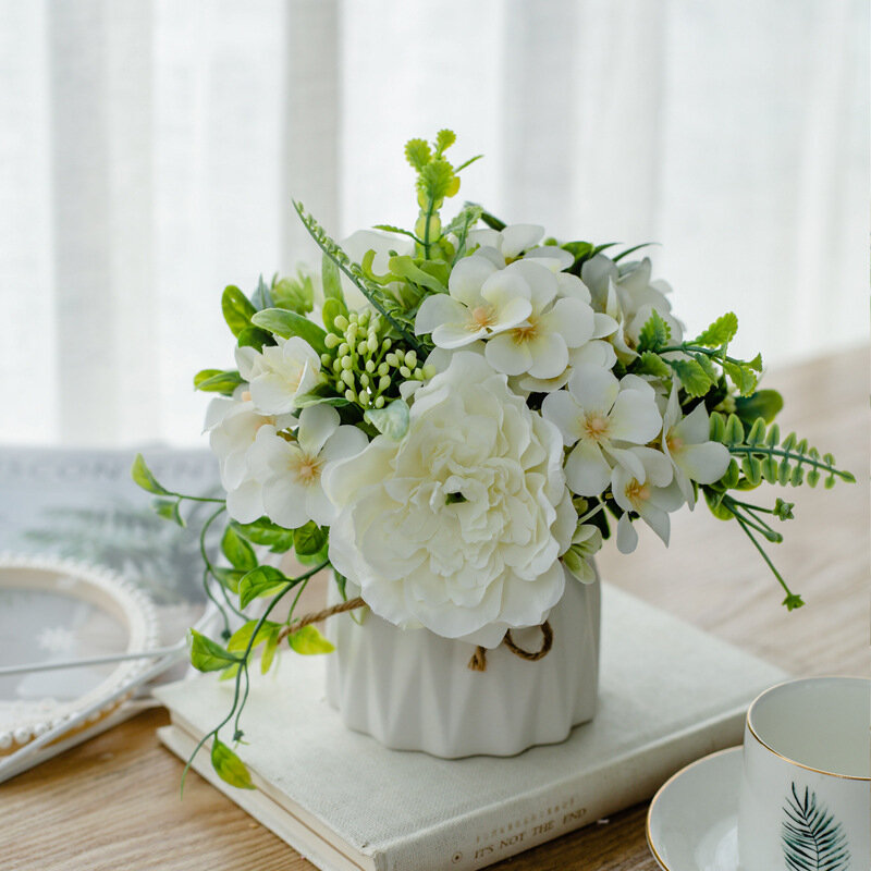 Искусственная цветочная композиция, маленький домашний декор для гостиной, украшение для офисного стола, искусственные цветы, сухой цветочный букет