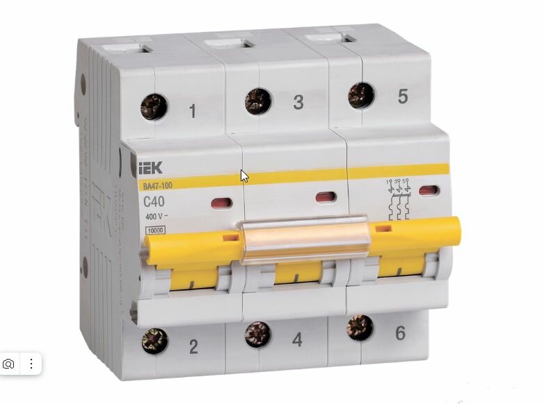 Автоматический выключатель ВА47-100, 3п40А 10кА 380В.