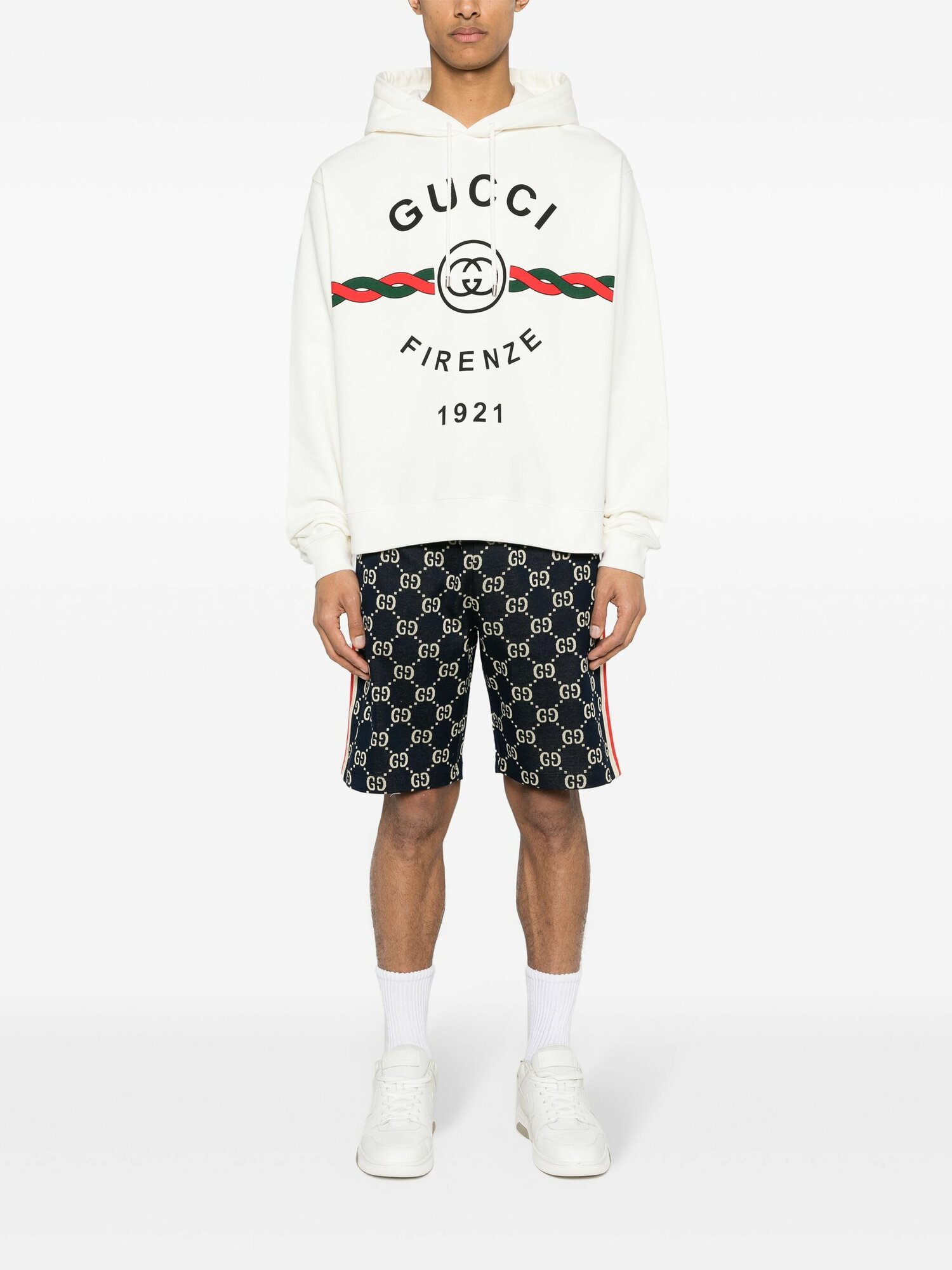 Худи GUCCI Firenze 1921, размер 46, , бежевый/белый — фото 1