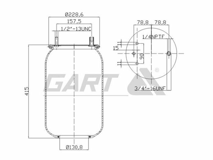 Подушка задней подвески Gart (без стакана) 278.0.434 Freightliner (Фредлайнер) Century 120 96-04 (1613810000)