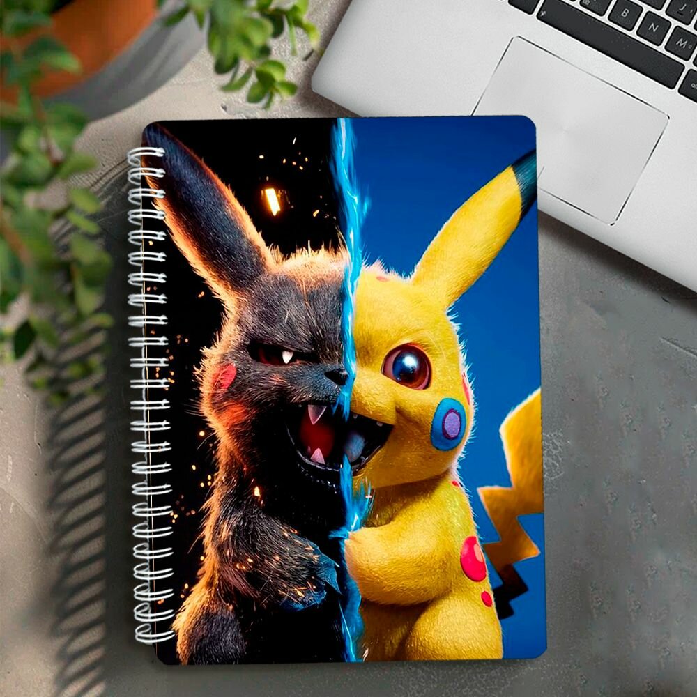 Блокнот для записей в клетку подарочный в твердой обложке А5 пикачу