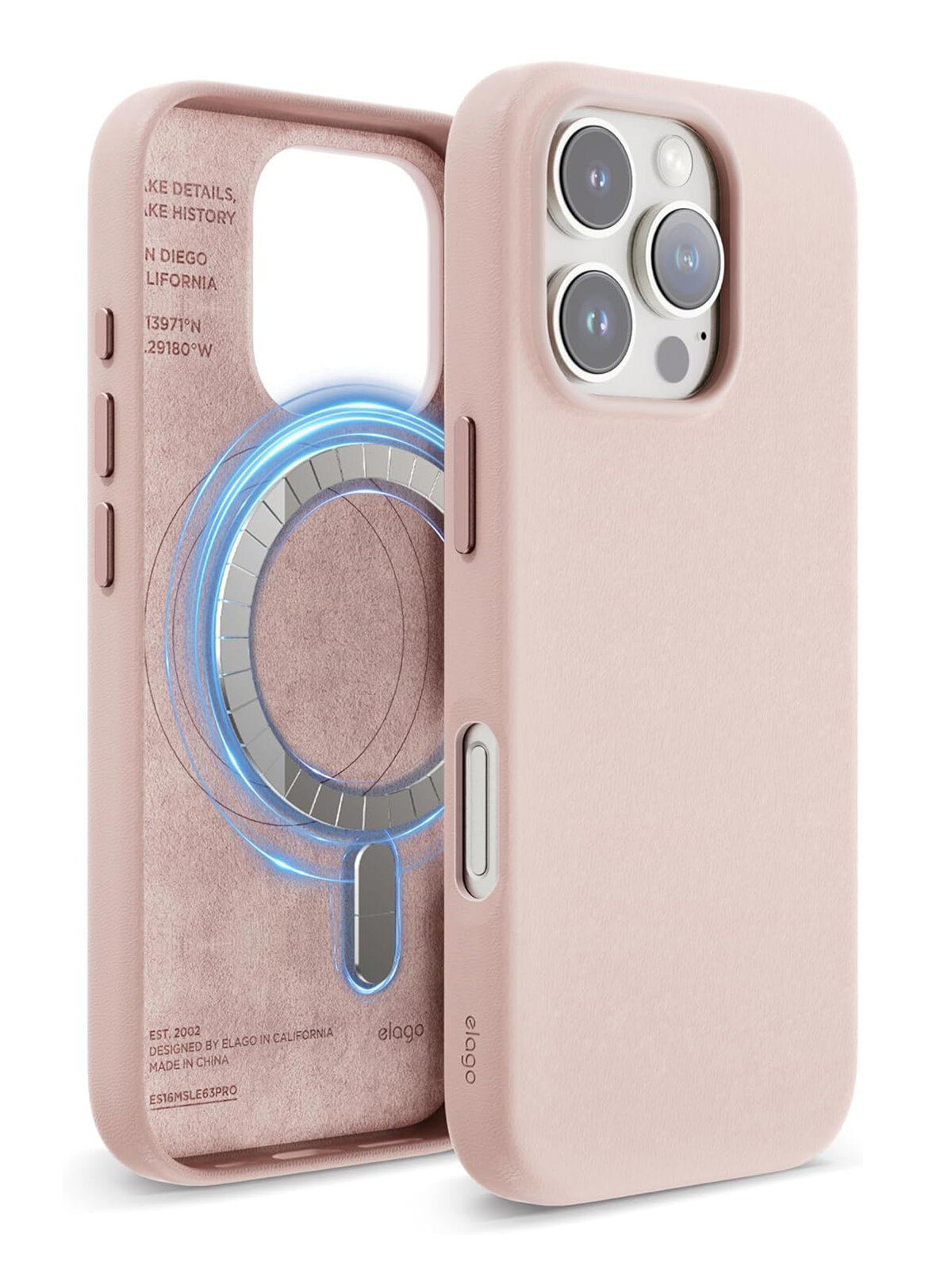Elago для iPhone 16 Pro Max чехол PU Leather Lovely Pink (MagSafe)