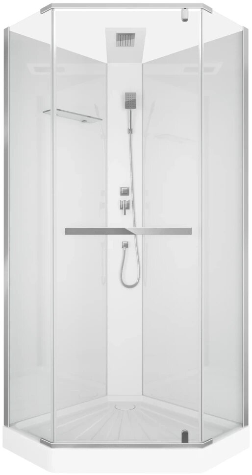 Душевая кабина Ceruttispa Chika901T 90x90x225 см, без крыши, низкий поддон, профиль хром, стекло прозрачное