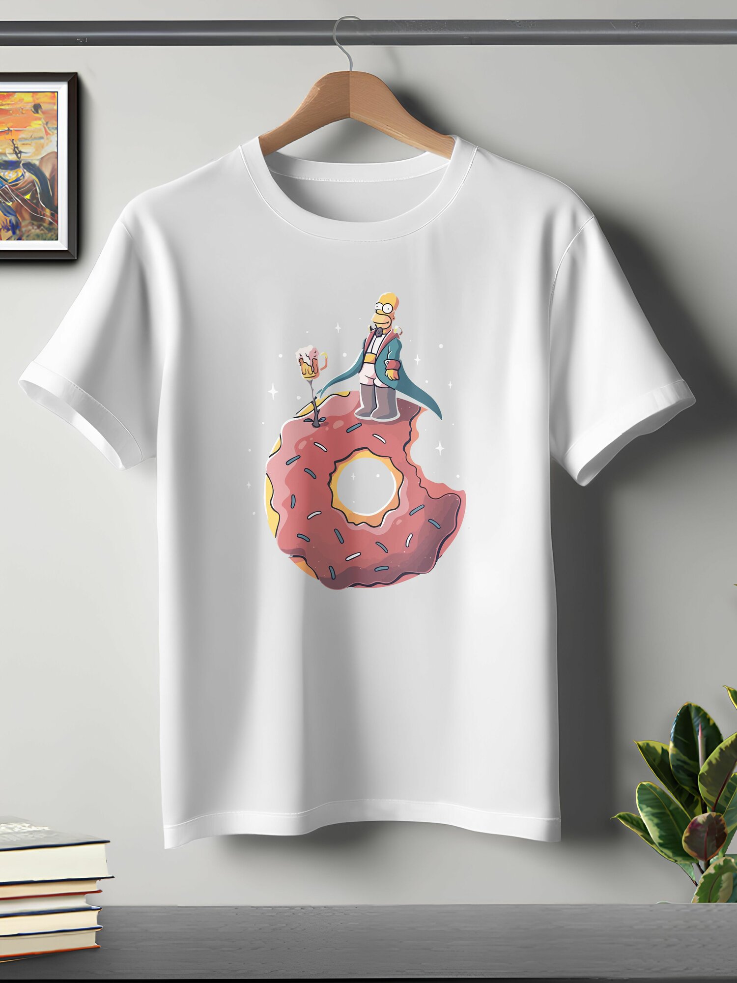 Футболка ONEQ унисекс 48-50 (L) размер с принтом Симпсоны, белая