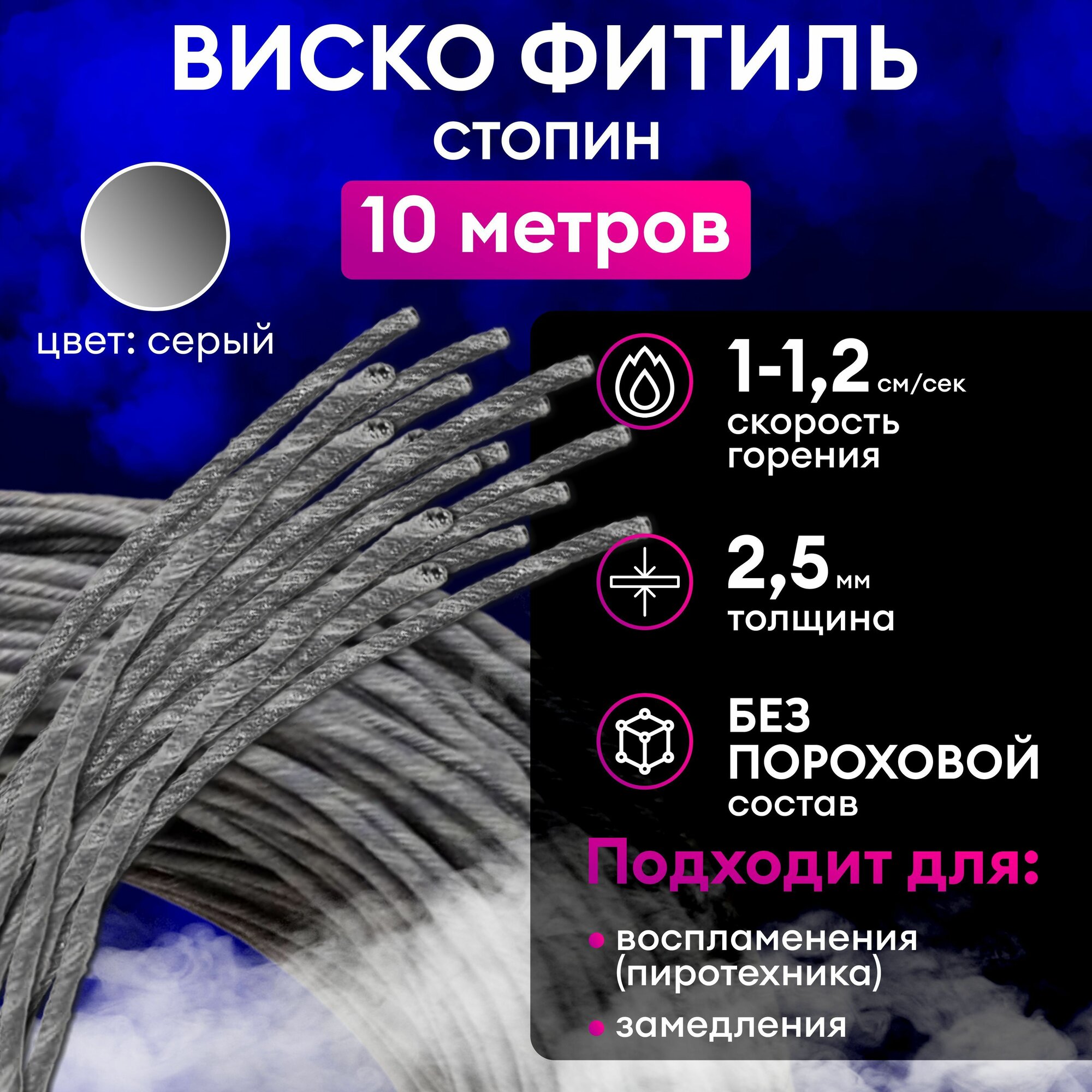 Фитиль/Бикфордов шнур/Виско шнур 10 метров