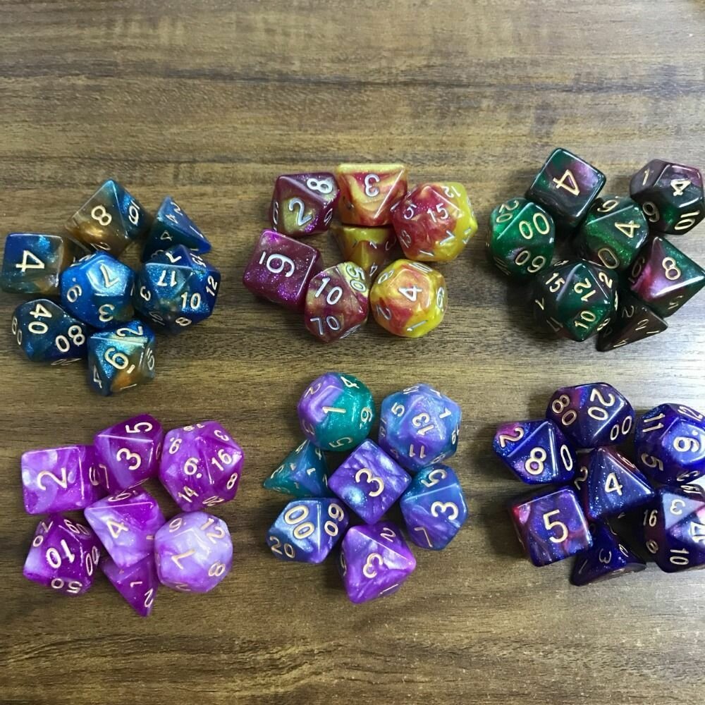 Набор из 7 многогранных DND-кубиков для настольных и ролевых игр — акриловые кости для RPG, Pathfinder, настолок — фото 1