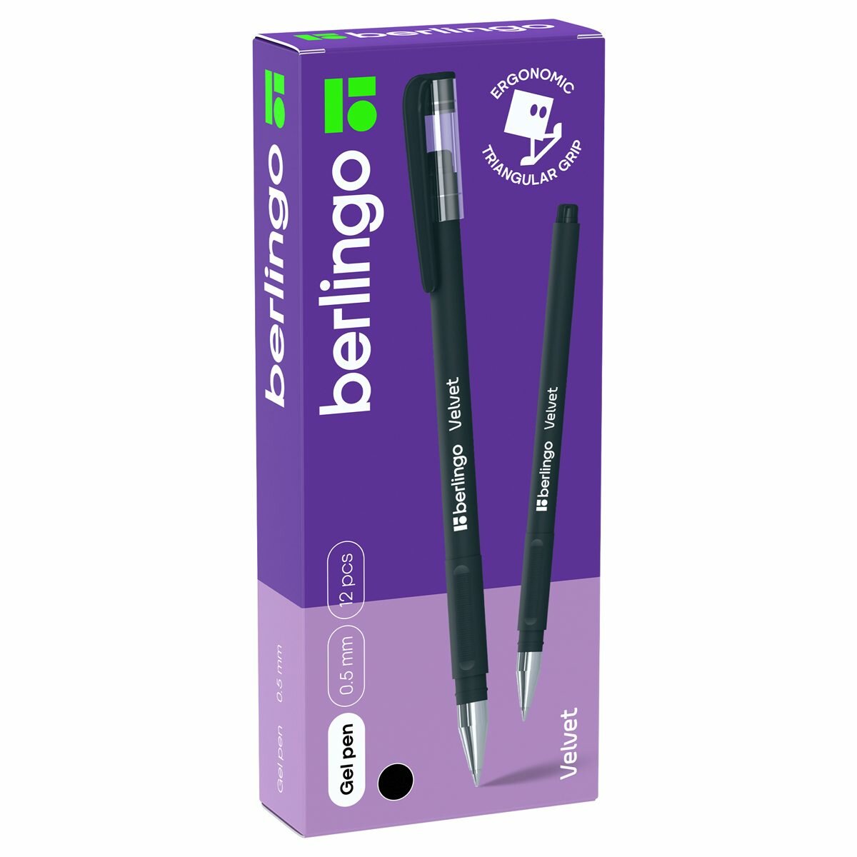 Ручка гелевая Berlingo Velvet (0.4мм, черная, прорезиненный корпус) (CGp_50125), 12шт.