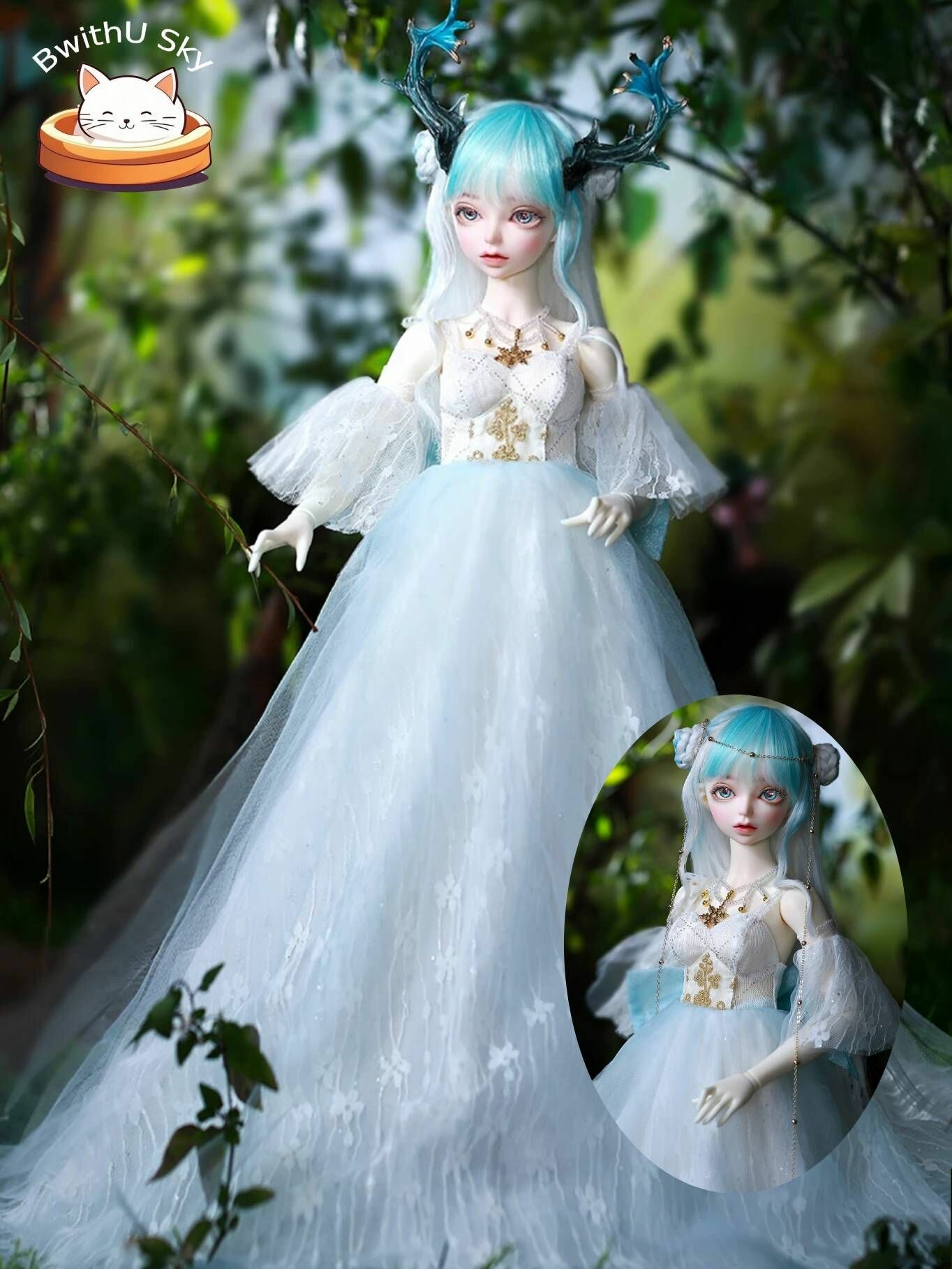 BwithU Feeple60 MomoA 1/3 BJD SD Девушка-модель с длинным рогом оленя, шарнирная кукла-эльф с мячом