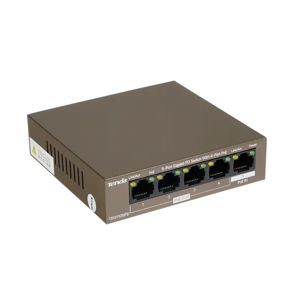 Коммутатор Tenda Teg1105pd 5-Port Gigabit PD Switch, 4-Port PoE .