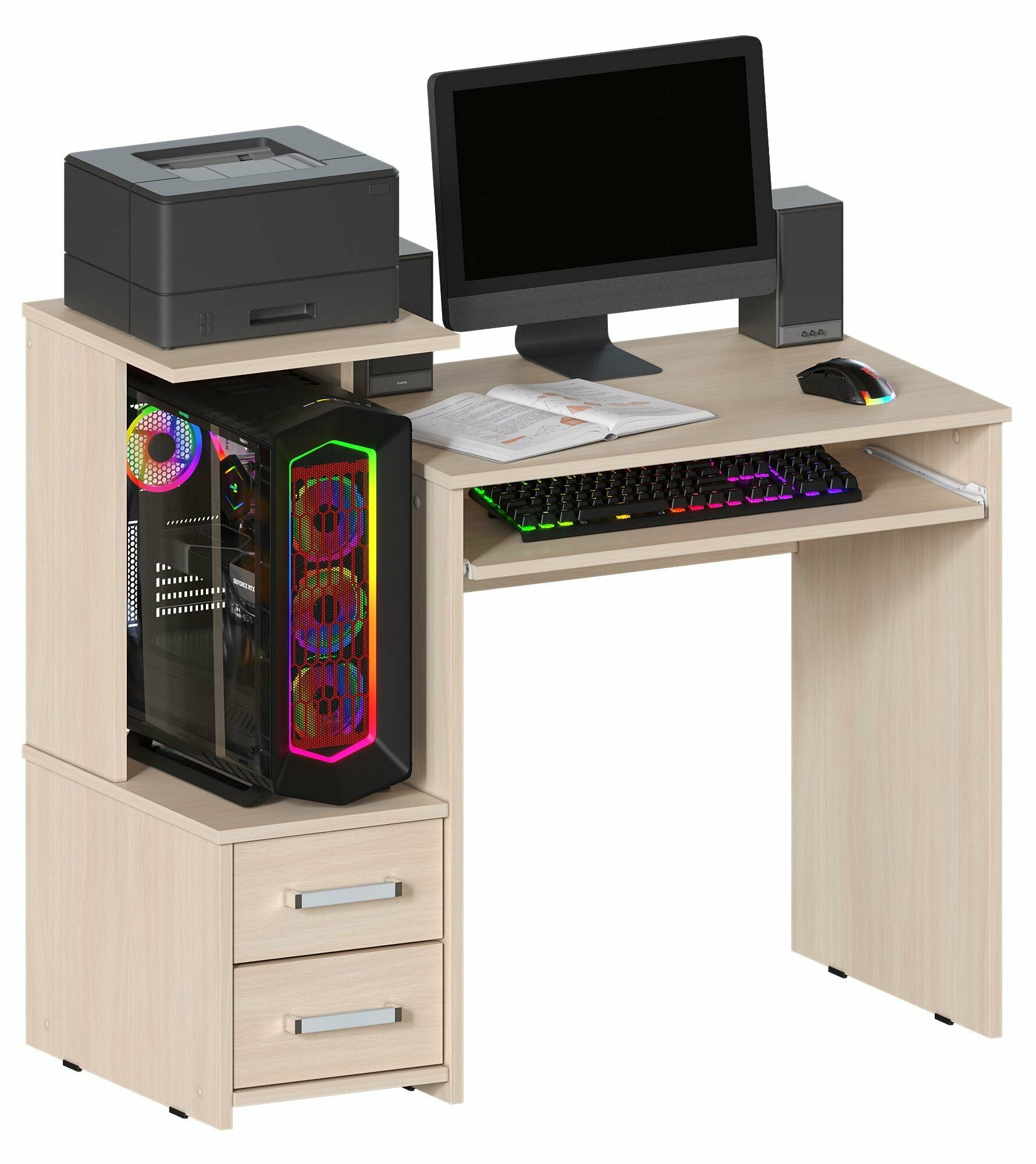 Компьютерный стол Джаз-24 Колибри Дуб молочный левый