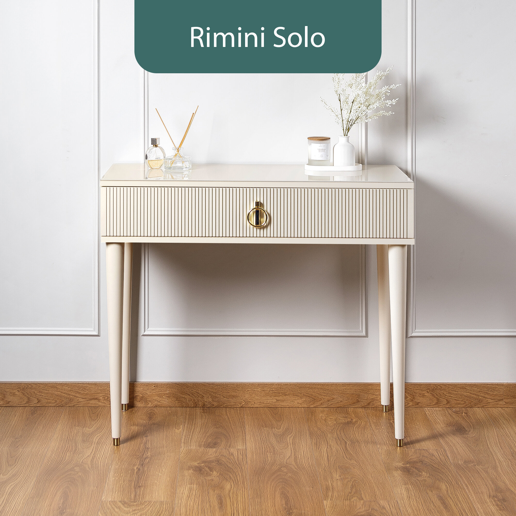 Стол туалетный узкий Rimini Solo. Бежевый/золото