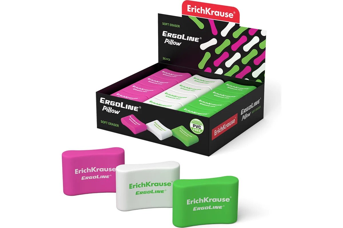 ErichKrause ErgoLine Pillow ластик 44477 для точного стирания мелких деталей на бумаге