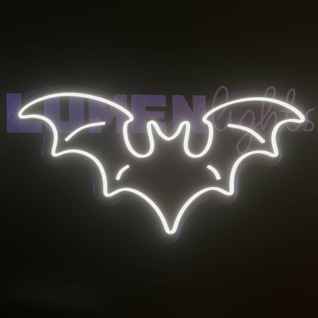 Неоновая вывеска, светильник декоративный Летучая мышь, 35х17 см.