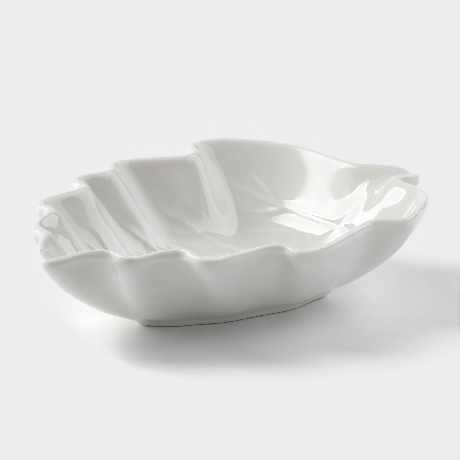 Соусник «Лиственник», 14×10×3 см, керамика, белый