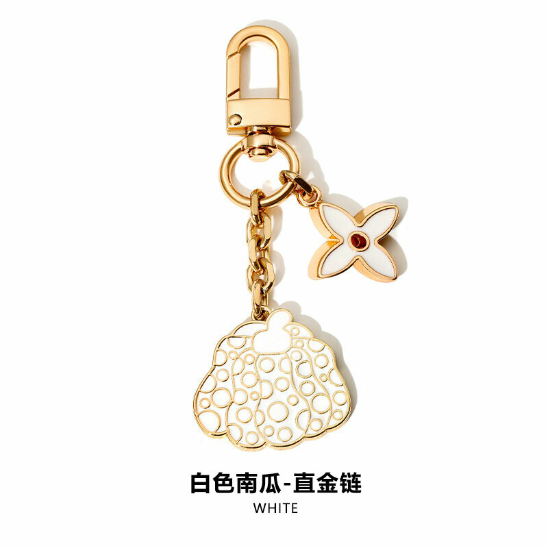 Брелок-подвеска H-116, белая тыква, четырехлистный клевер, золотая цепочка