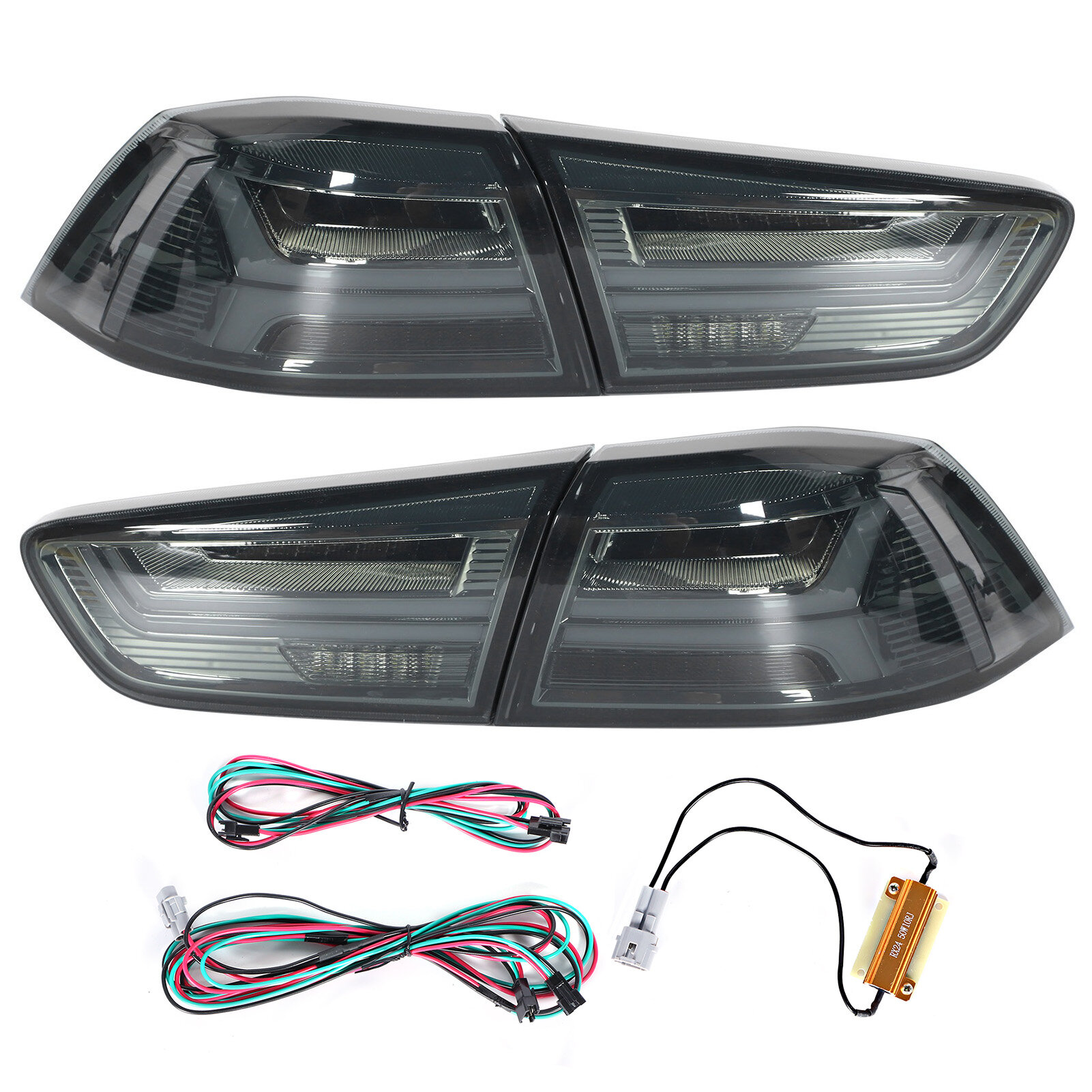 Динамические светодиодные задние фонари VLAND с тонированными линзами для Mitsubishi Lancer/Evo X 2008-2017