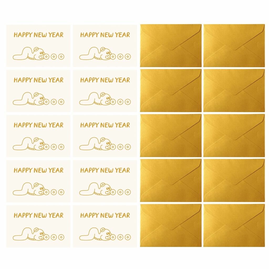 Приглашение, Минималистичные новогодние открытки 2025 - Прожорливая змея C, 1 упаковка 10 штук