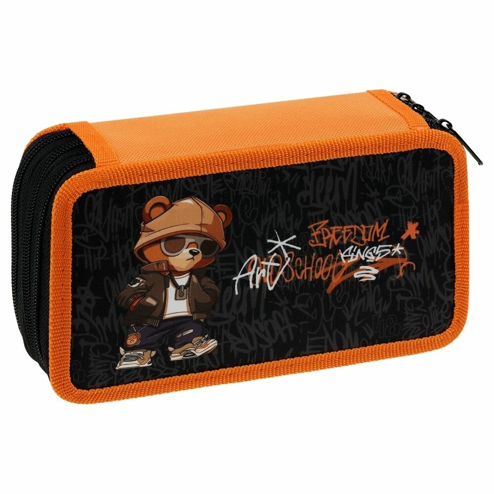 Пенал ArtSpace 3 отделения, 190х110 мм "Bear", ткань (ПТ3_60014)