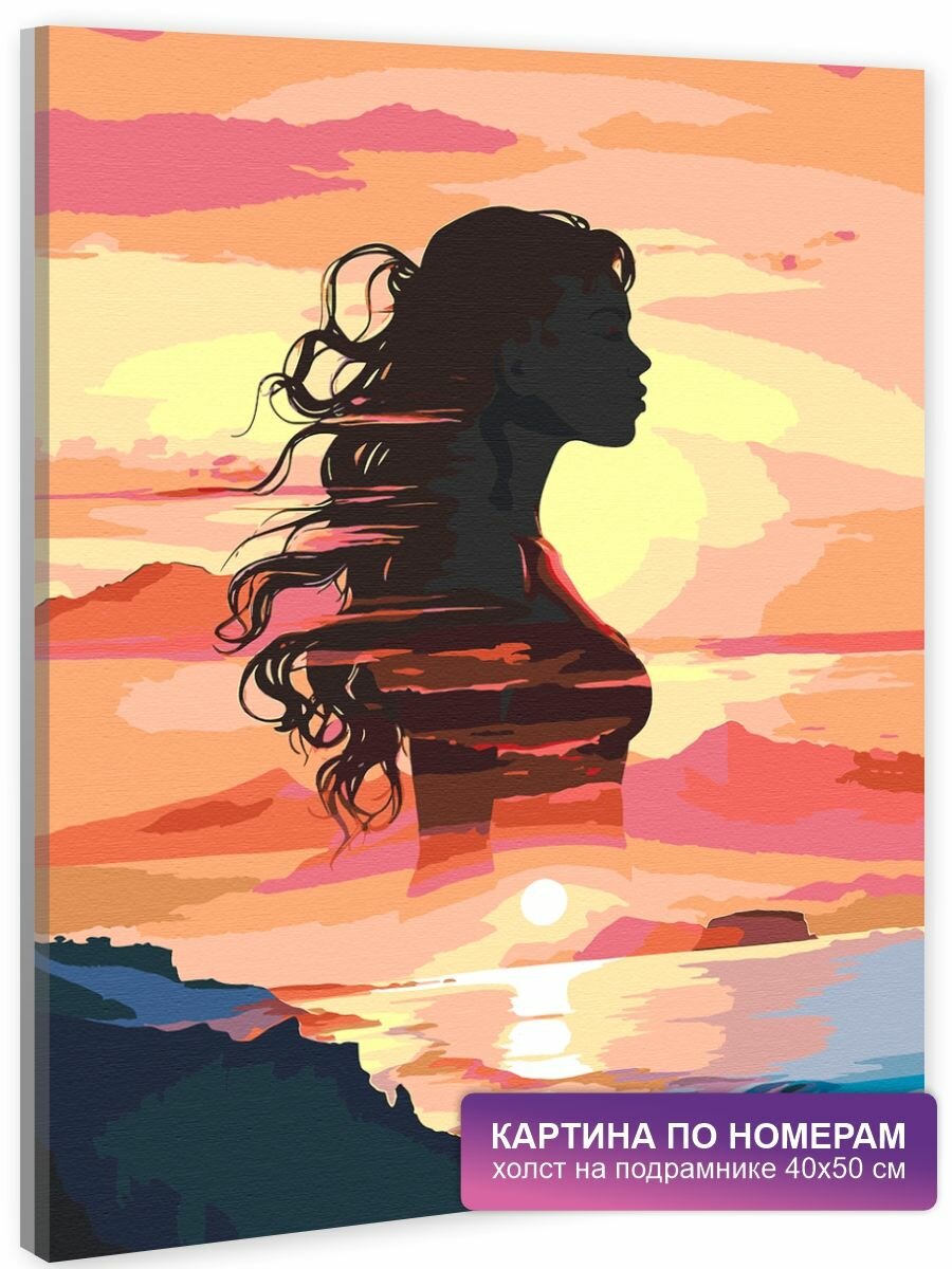 Картина по номерам на холсте с подрамником 40х50 см. Мир, вселенная, человек, люди. "Девушка море", арт. 5451/