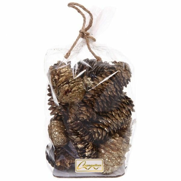 Композиция для декора Серпантин "Сказочные шишки" 10х10х13 см, 120 г, цвет шампань