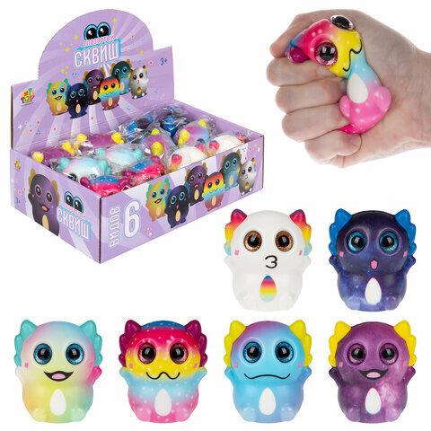Антистресс 1TOY Глазастый сквиш Аксолотль 8-9 см в ассортименте Т26168