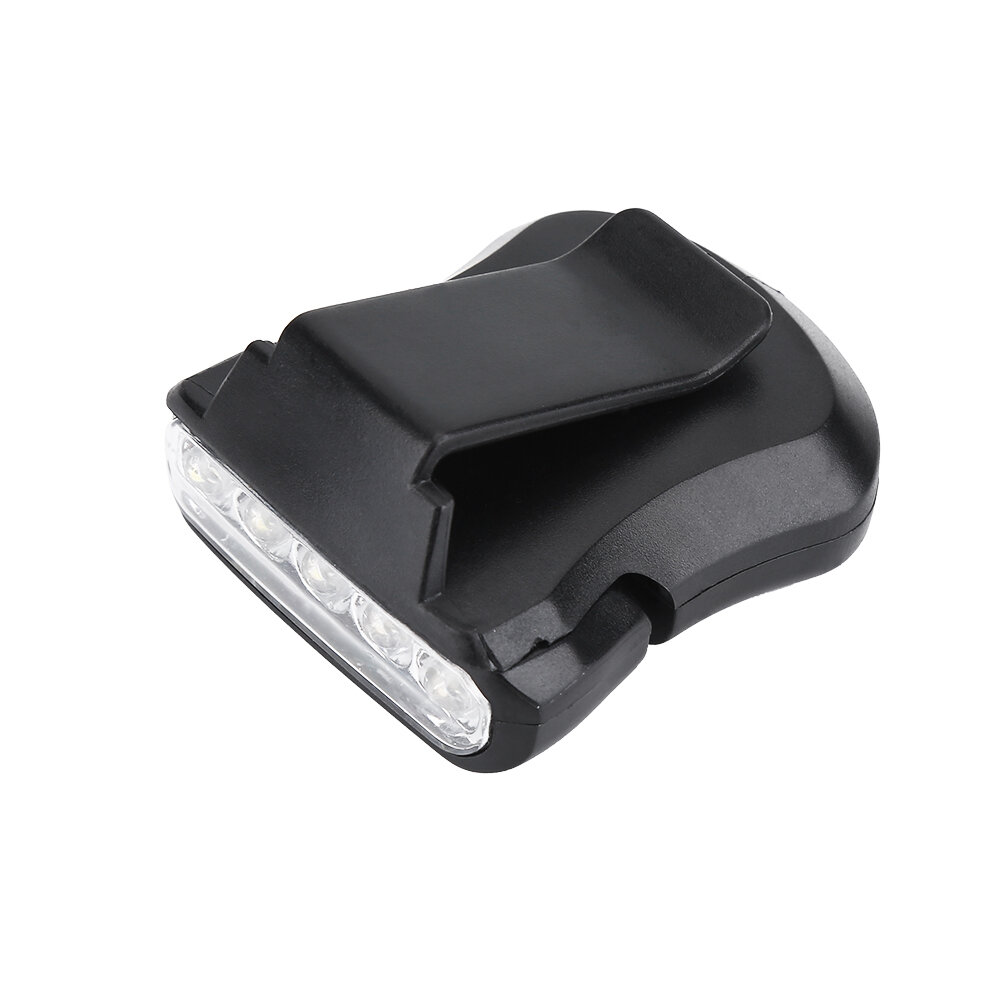 Налобный фонарь с 5 светодиодами и клипсой для крепления на кепку, для рыбалки, кемпинга (черный)