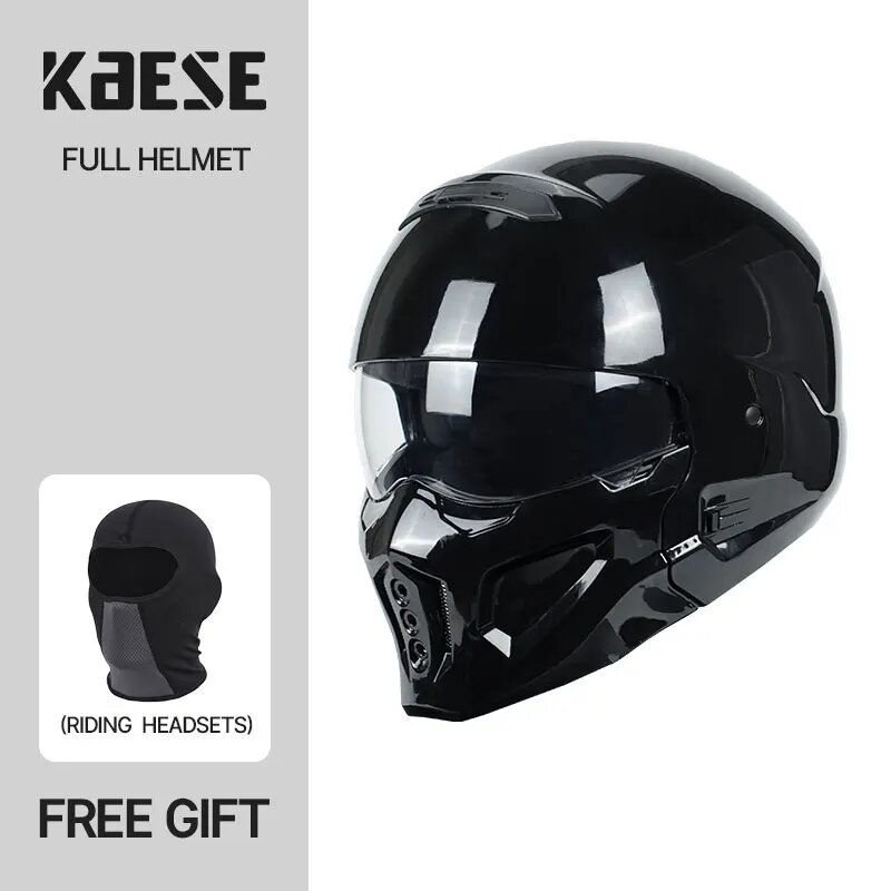 Черный мотошлем скорпион Kaese с баффом в подарок