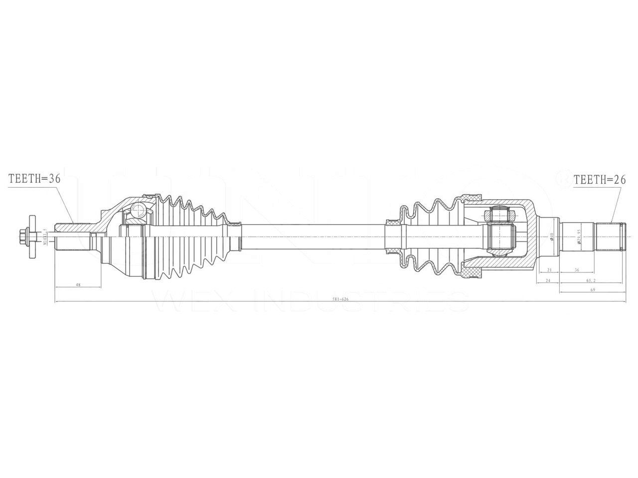 UNIO CVJ-10115 (1318955 / 1328280 / 1369431) привод в сборе передний левый Ford (Форд) Focus (Фокус) II 04-, Focus (Фокус)