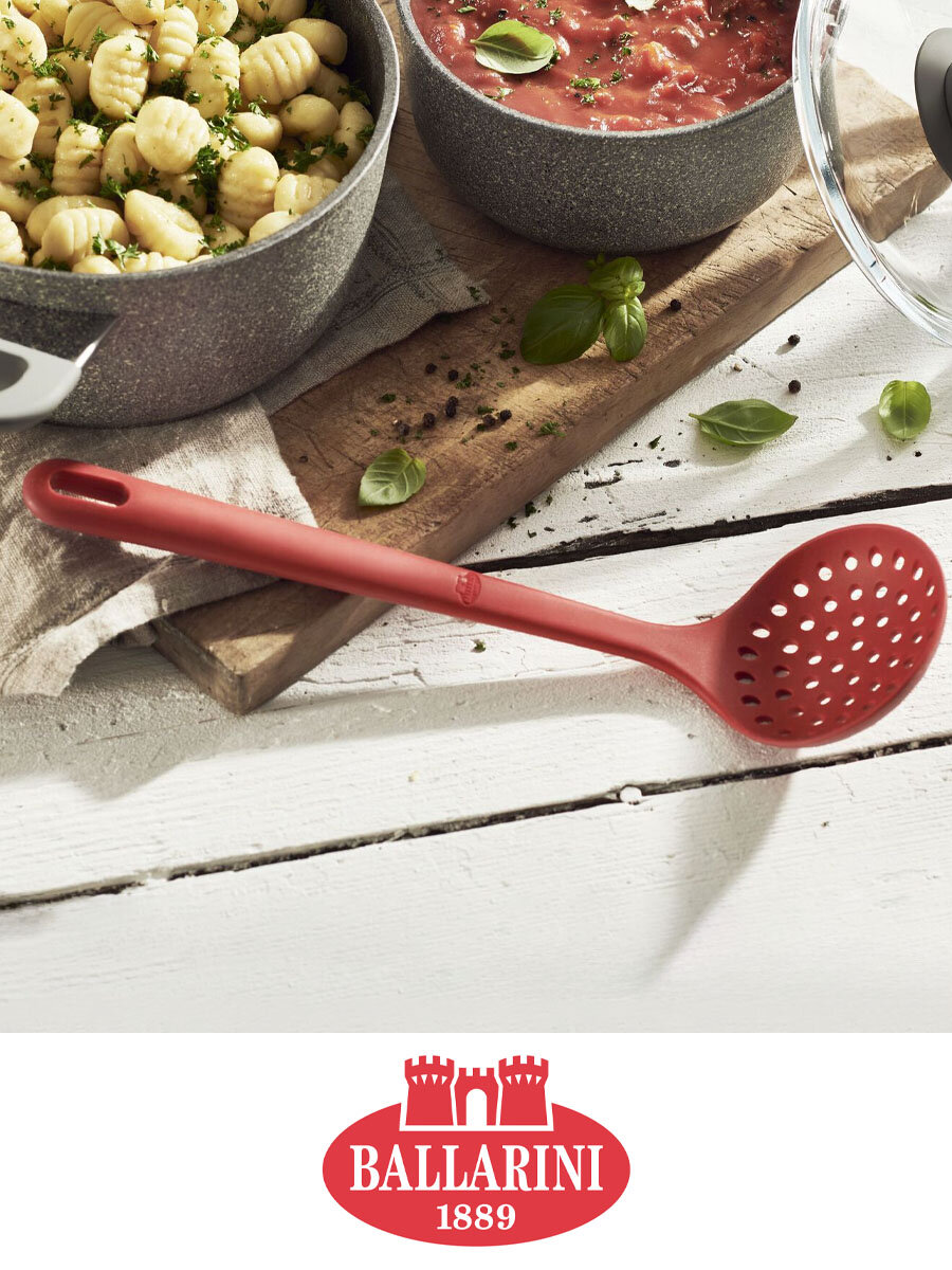 Шумовка Ballarini Rosso, силикон, красная, петля для подвешивания